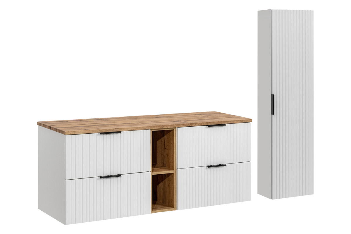 Vonios baldų komplektas COMAD ADW B WOTAN 120 cm, balta/ąžuolo ...