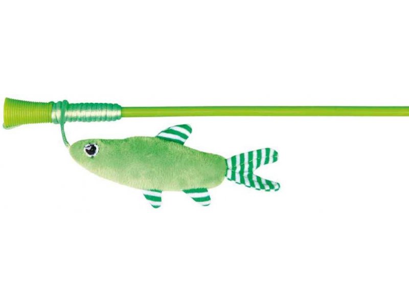 Kačių žaislas pagaliukas su žuvimi TRIXIE, 42 cm, žalios sp. - ermitazas.lt