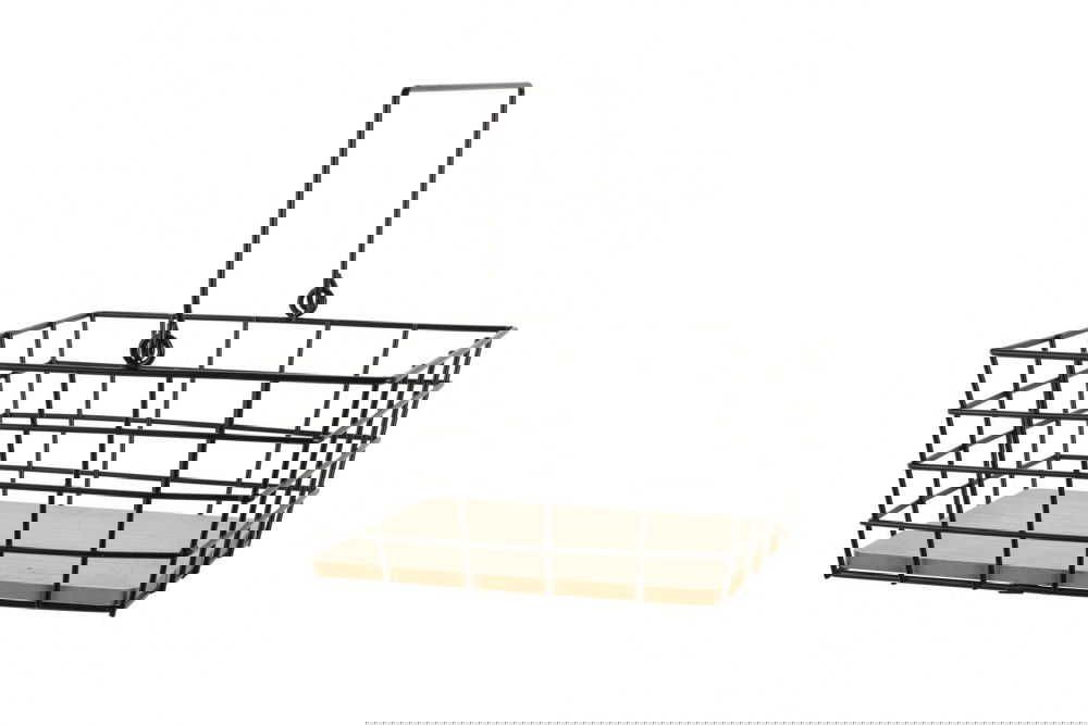 Dekoratyvinis metalinis krepšelis su rankena, juodos sp., 17 x 21 x 11 cm - ermitazas.lt