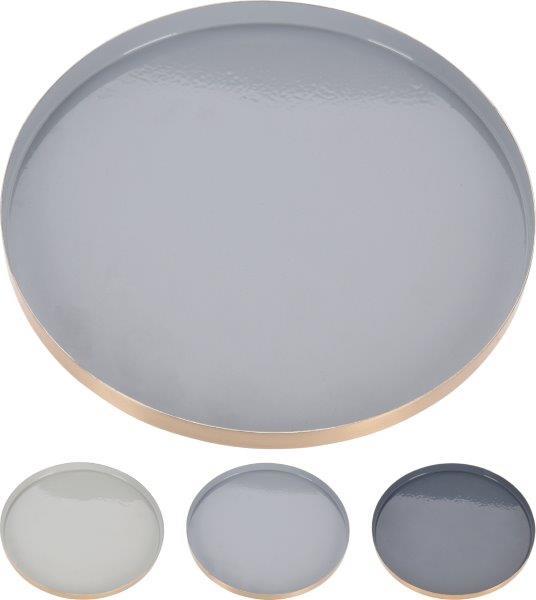 Dekoratyvinis metalinis padėklas GREY, apvalus, įvairių sp., 25 cm ...