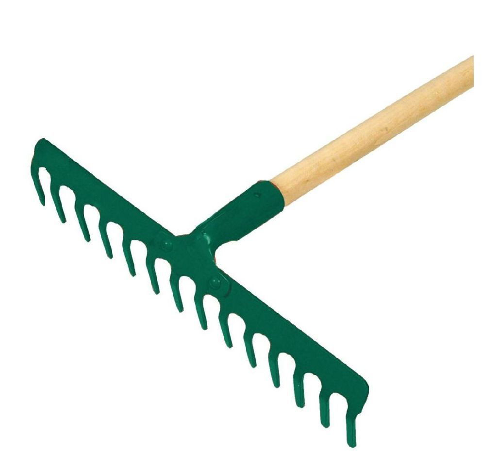 Grėblys, 14 lenktų dantų, medinis kotas - ermitazas.lt