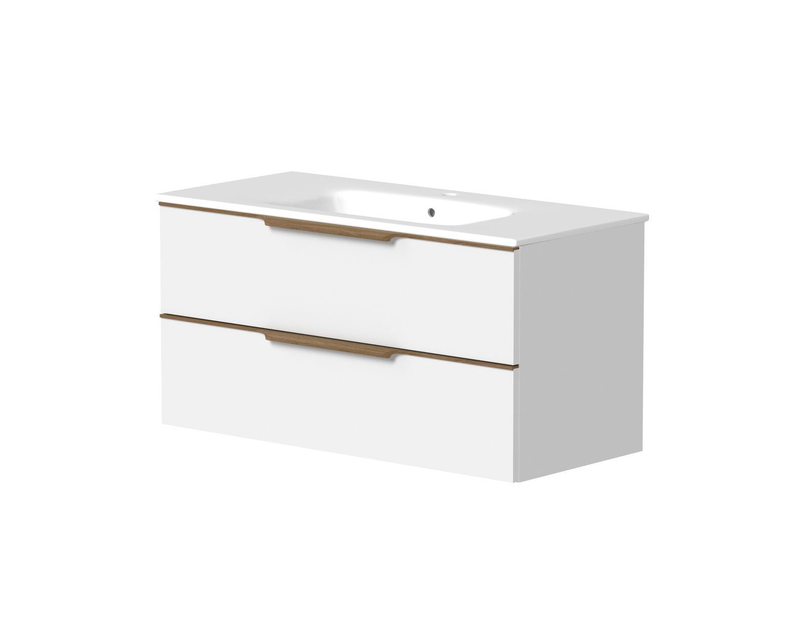 Vonios spintelė RB BATHROOM AMBER, pakabinama, su praustuvu, baltos sp., 101 x 52 x 46 cm ...