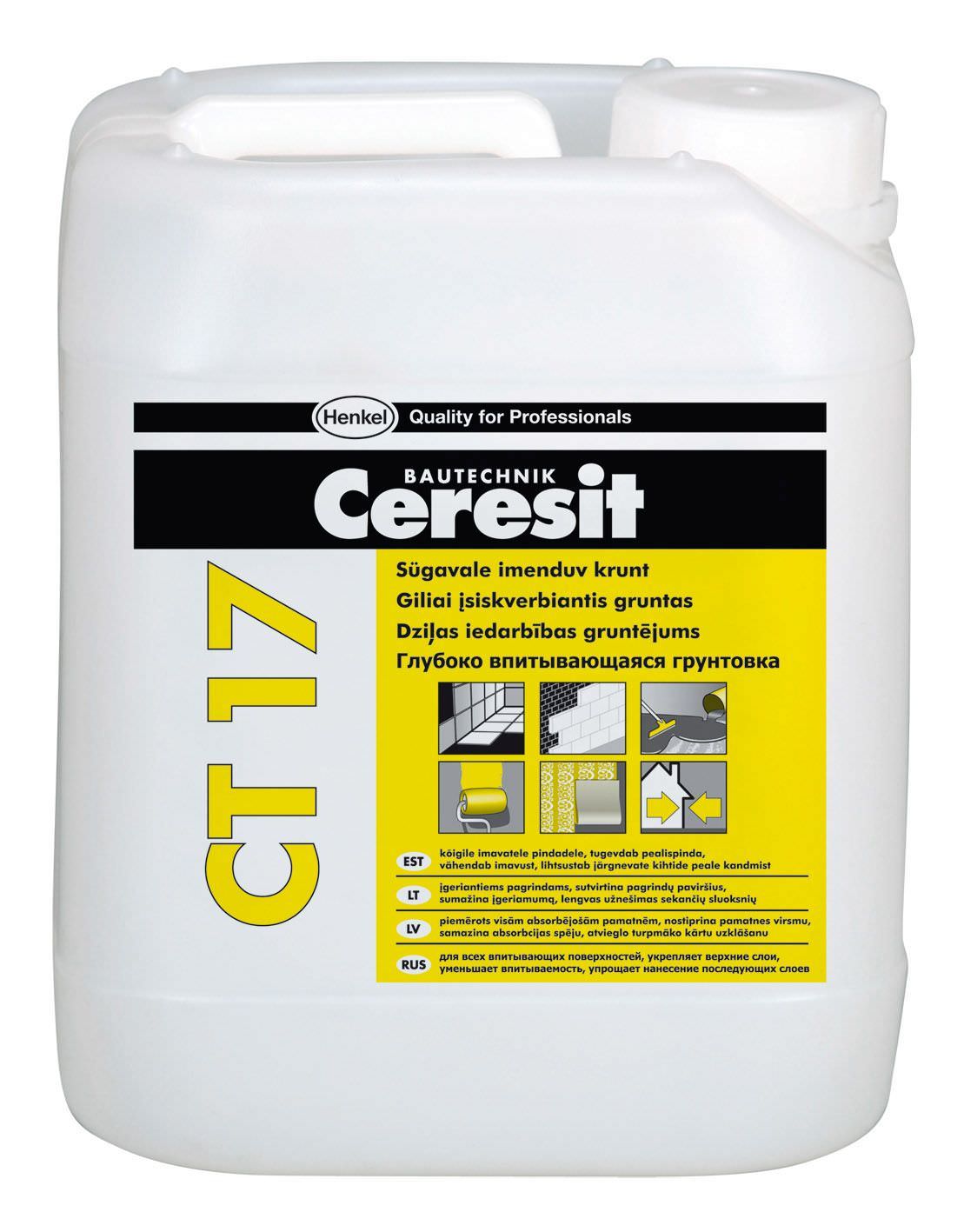 Giliai įsiskverbiantis gruntas be tirpiklių CERESIT CT17, 5 l ...