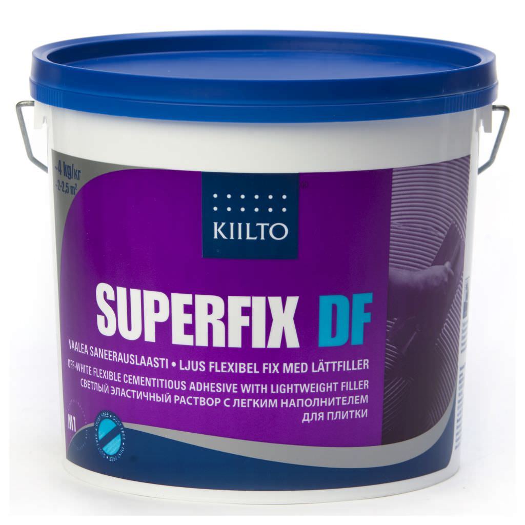 Plytelių klijai KIILTO SUPERFIX DF, elastingi, nedulkantys, baltos sp., 5 kg - ermitazas.lt