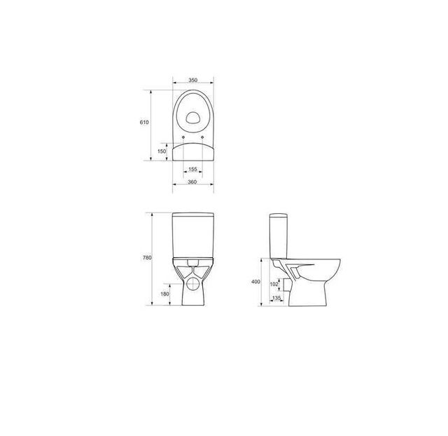 Unitazo komplektas CERSANIT PARVA, pastatomasis, su dangčiu, 3/6 l ...