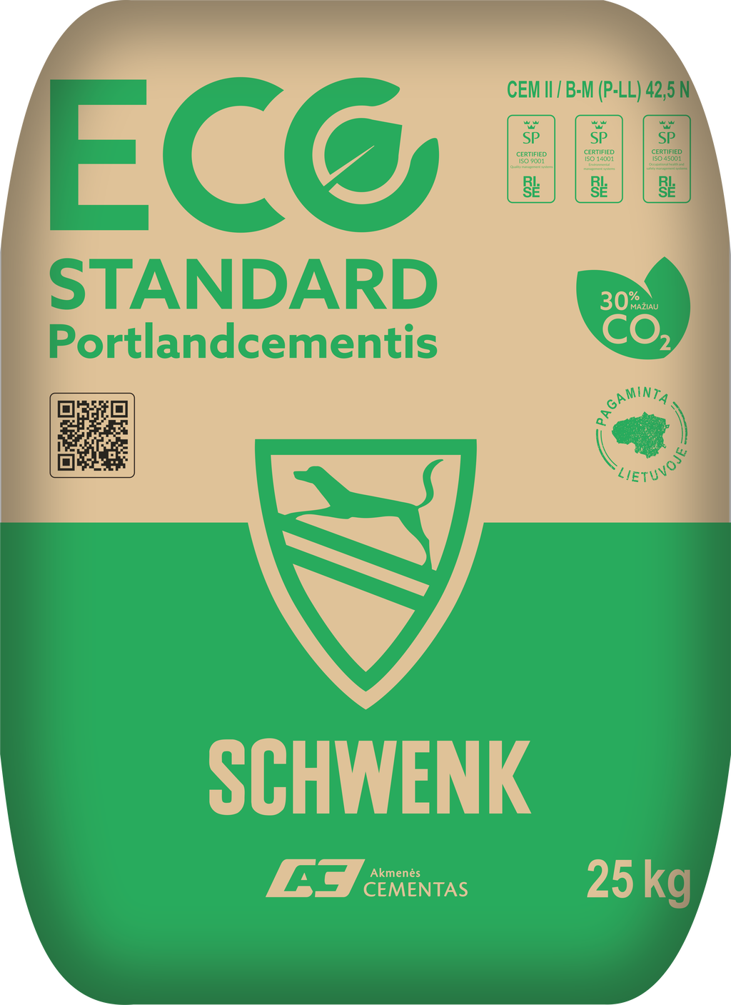 Pilkas cementas CEM II/B-M 42,5N, 25 kg - ermitazas.lt