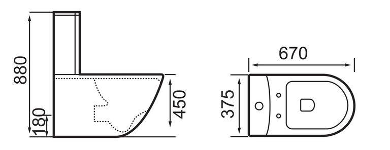 Unitazo komplektas CREYA STYLE su S/C dangčiu, 67 x 37.5 x 45 cm ...
