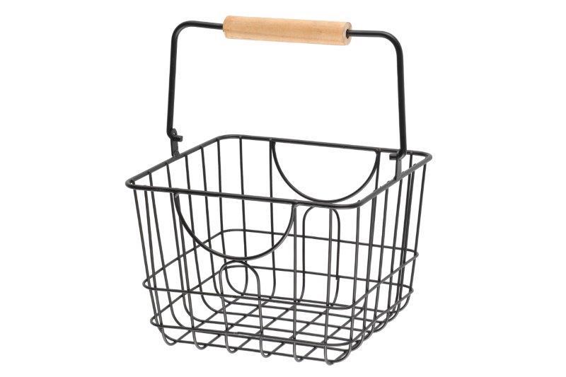 Dekoratyvinis metalinis krepšelis su rankena, juodos sp., 18 x 18 x 13 cm - ermitazas.lt