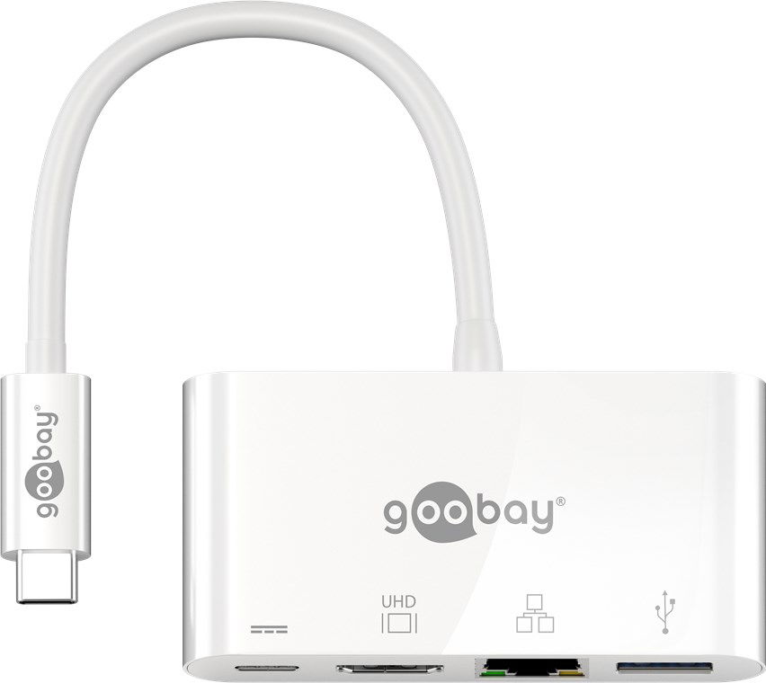 Goobay USB-C Multiport Adapter (HDMI + Ethernet, PD) 62105 White ...