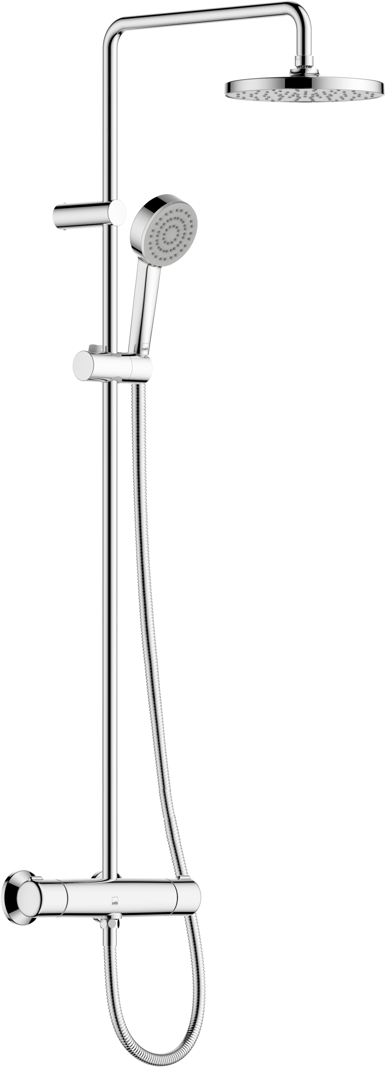 Dušo sistema ORAS LINEA lietaus rank. dušas, 1-os srovės, termostatin., chromo spalvos ...