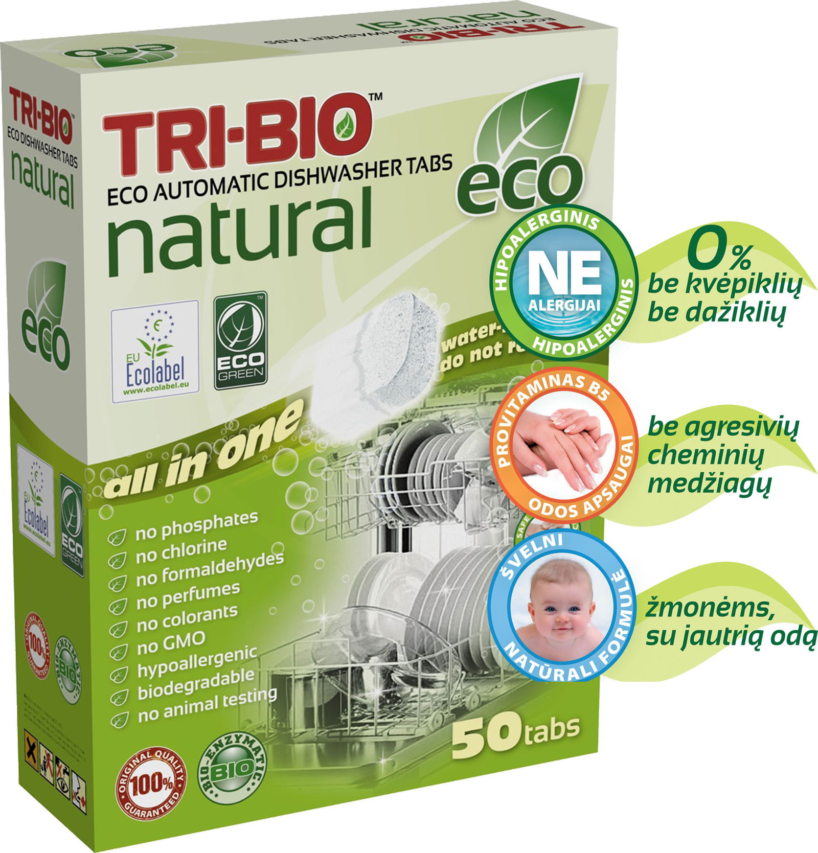 Indaplovių tabletės TRI-BIO ECO, 50 vnt. - ermitazas.lt