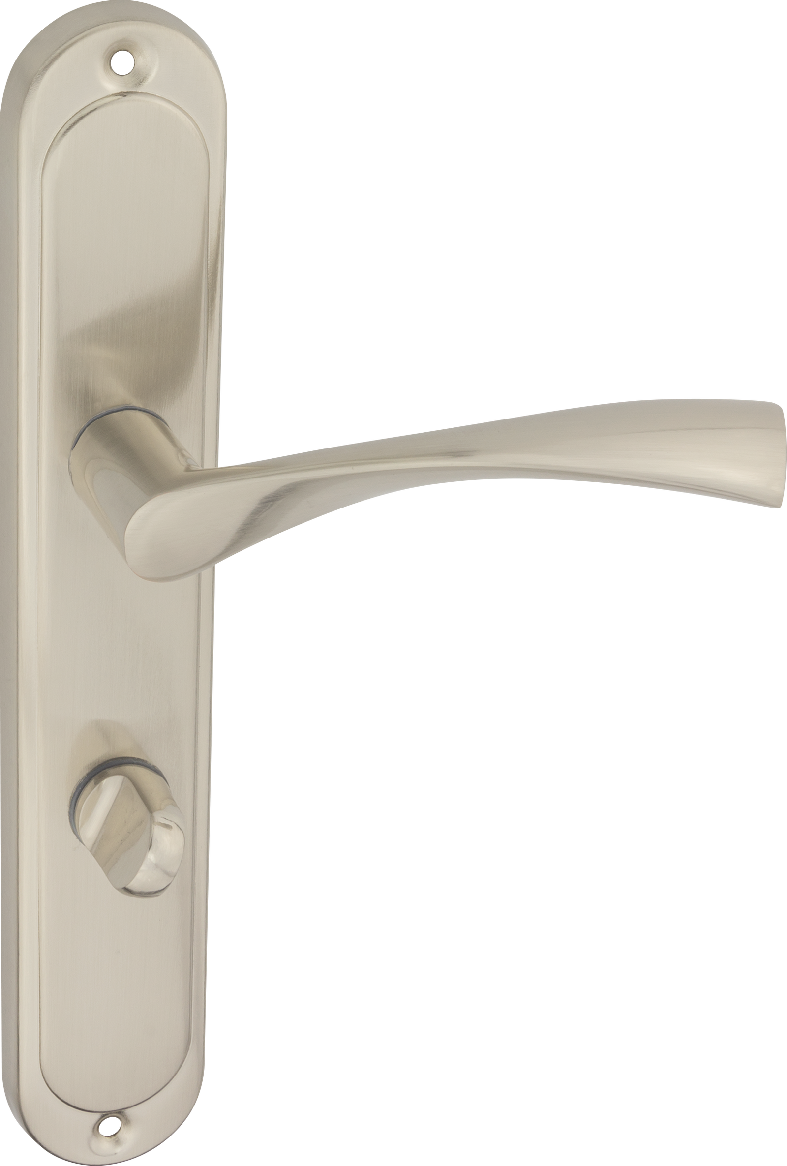 Durų rankena ARA, 72 mm, WC, apvali, nikelio spalvos - ermitazas.lt