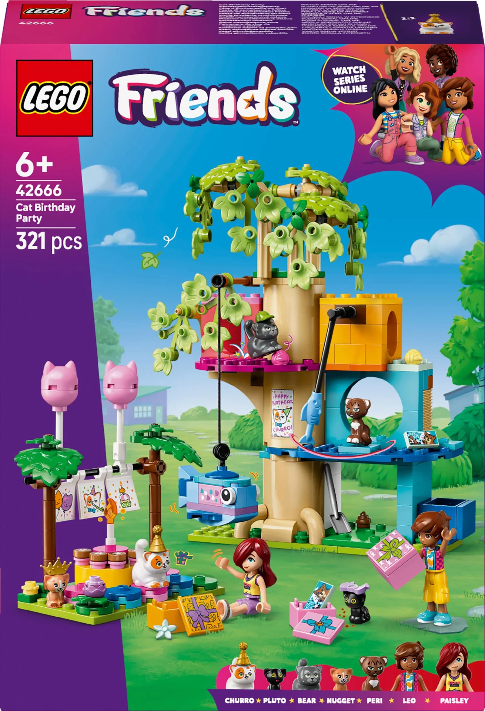 Konstruktorius LEGO® Friends Cat Birthday Party & Tree House, 42666 ...